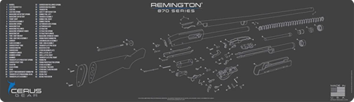 Remington 870 Shotgun Schematic (Exploded View) 14x48 Padded Gun Work ...