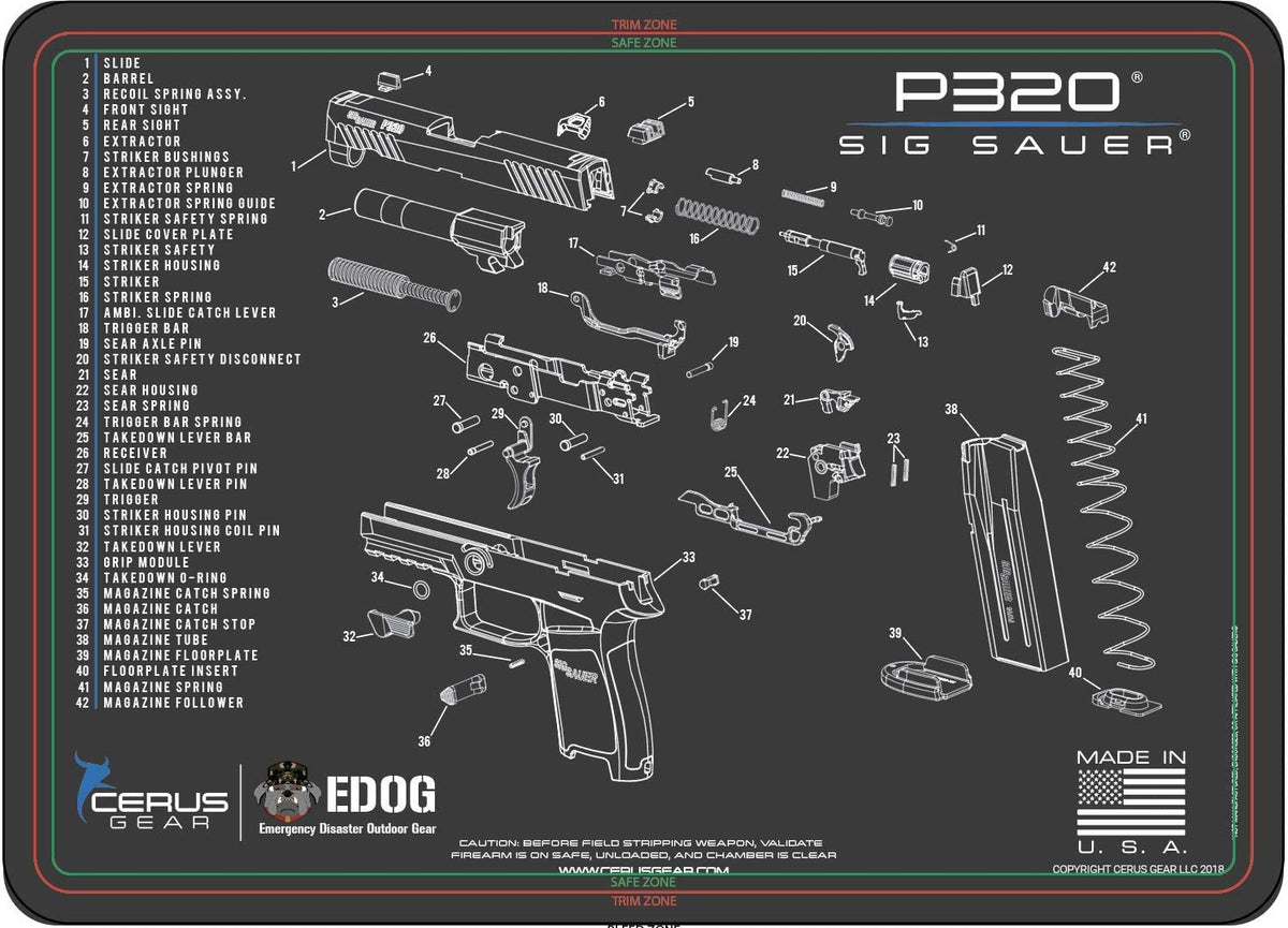 EDOG SIG P320 5 PC Cerus Gear Schematic (Exploded View) Heavy Duty Pis ...