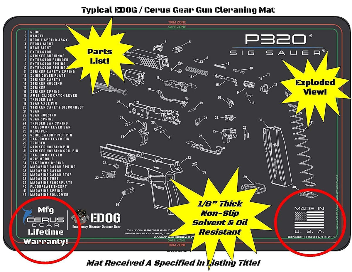 Taurus G3 Gun Cleaning Mat - Schematic (Exploded View) Diagram Compati ...