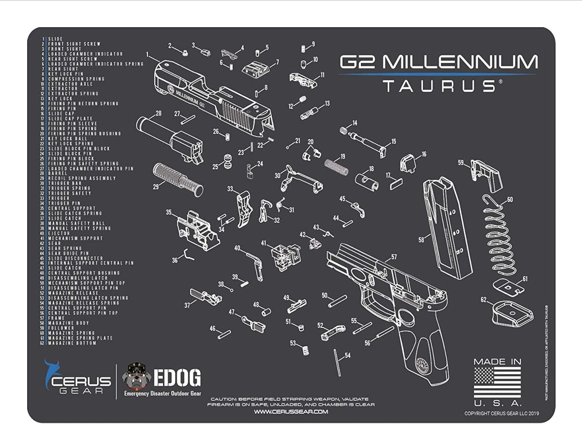 Taurus G2 Cerus Gear Schematic (Exploded View) Heavy Duty Pistol Clean ...