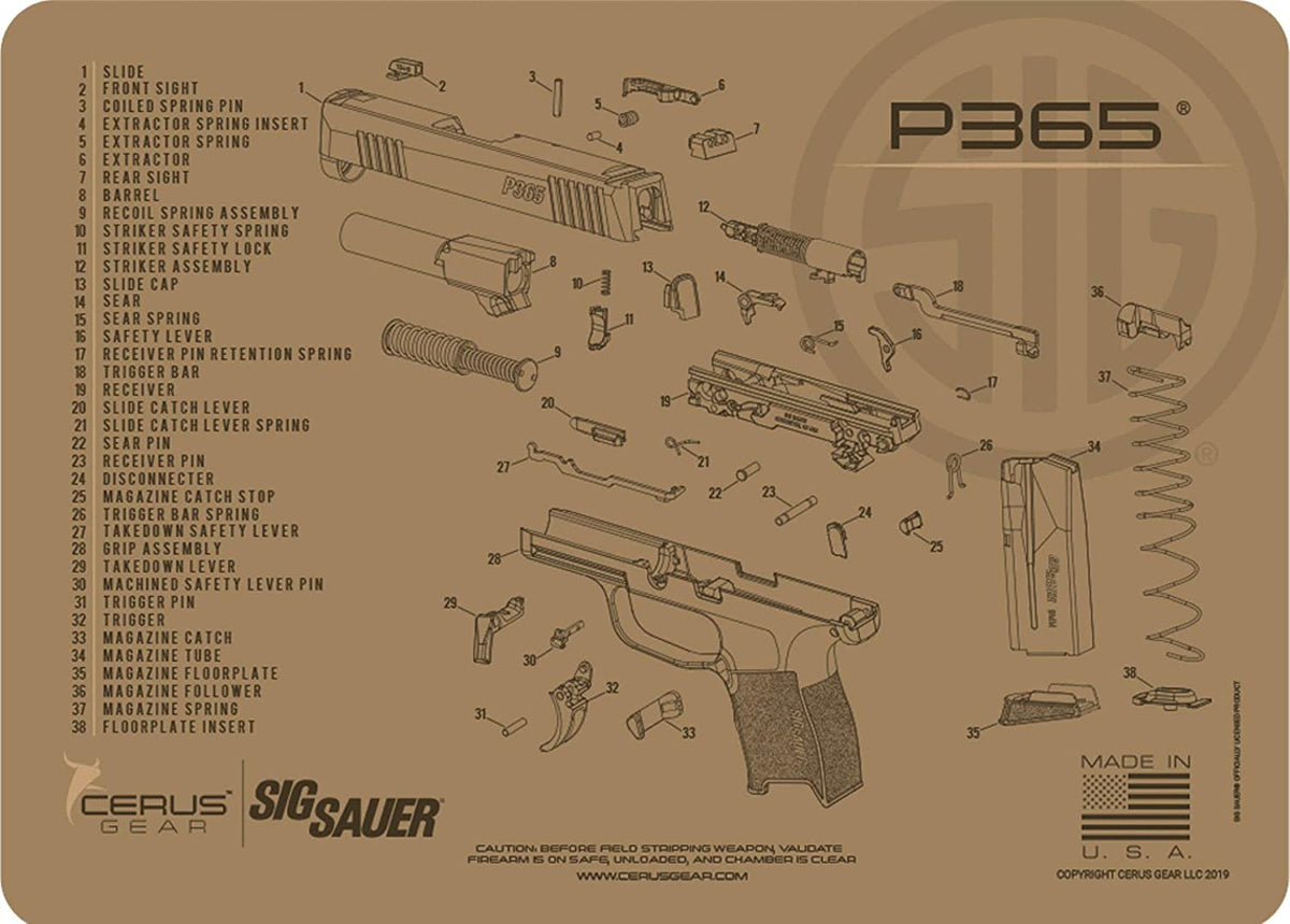 EDOG SIG P365 TAN CERUS Gear Schematic (Exploded View) Pistol ProMat ...