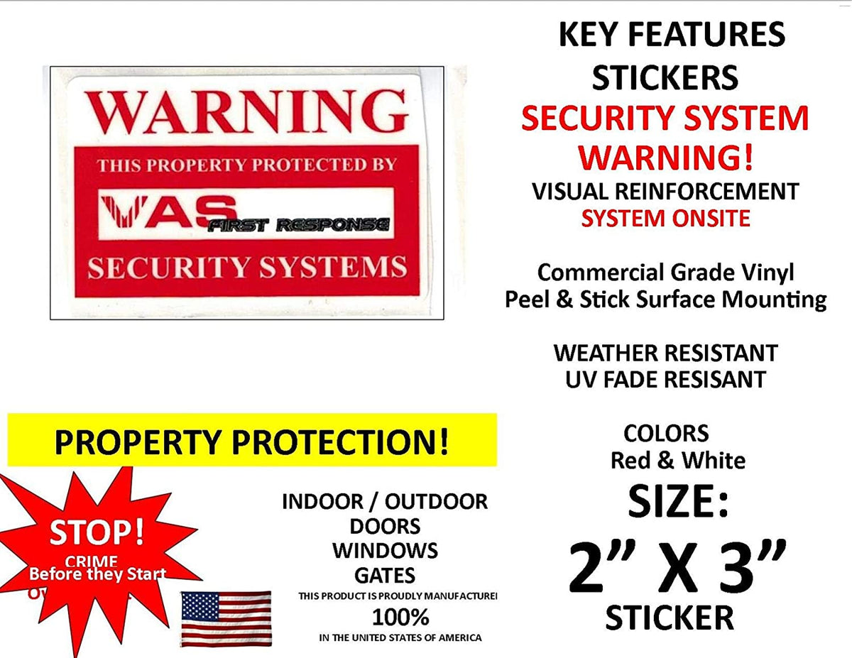 6 Security System Decal Stickers 2" x 3" Window, Door & Display Case W ...