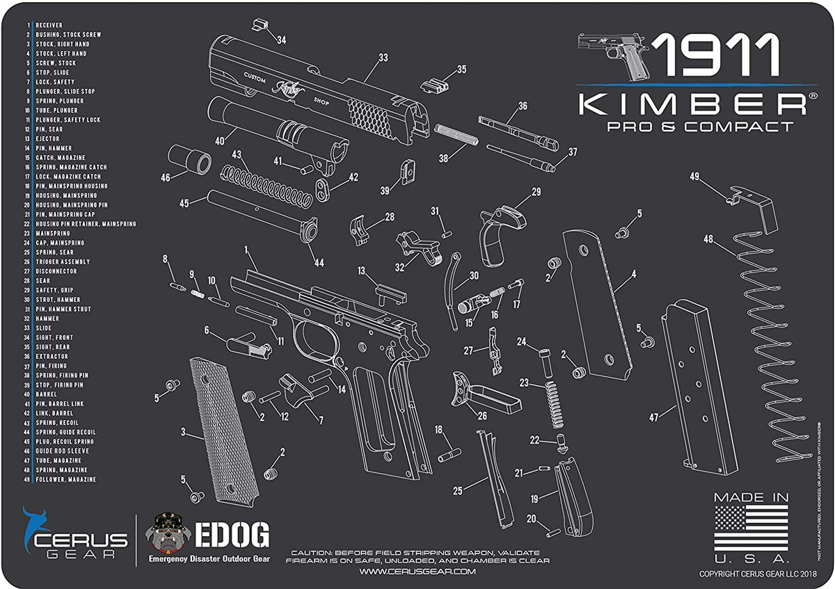 Kimber 1911 Schematic 1911 Colt Kimber Pistol Diagram Poster
