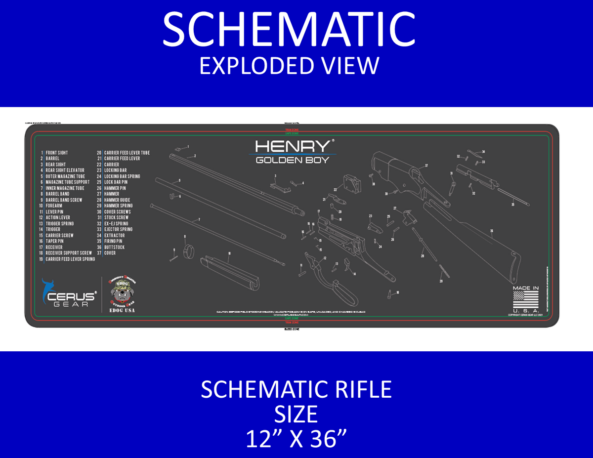 EDOG USA Henry Golden Boy Gun Cleaning Mat - Schematic (Exploded View)